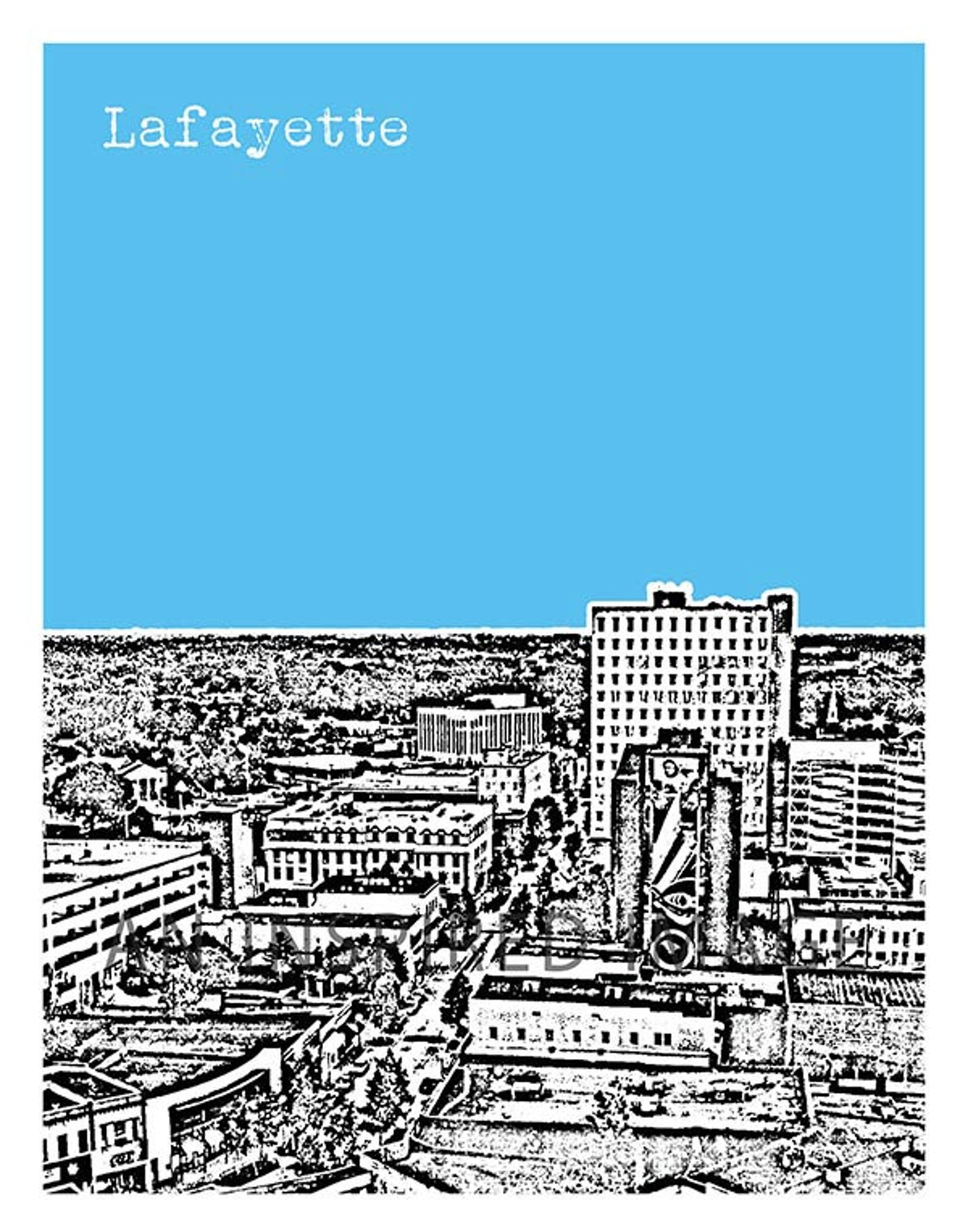 Lafayette Skyline Poster Art Print Downtown Louisiana LA Item T4251 - Etsy