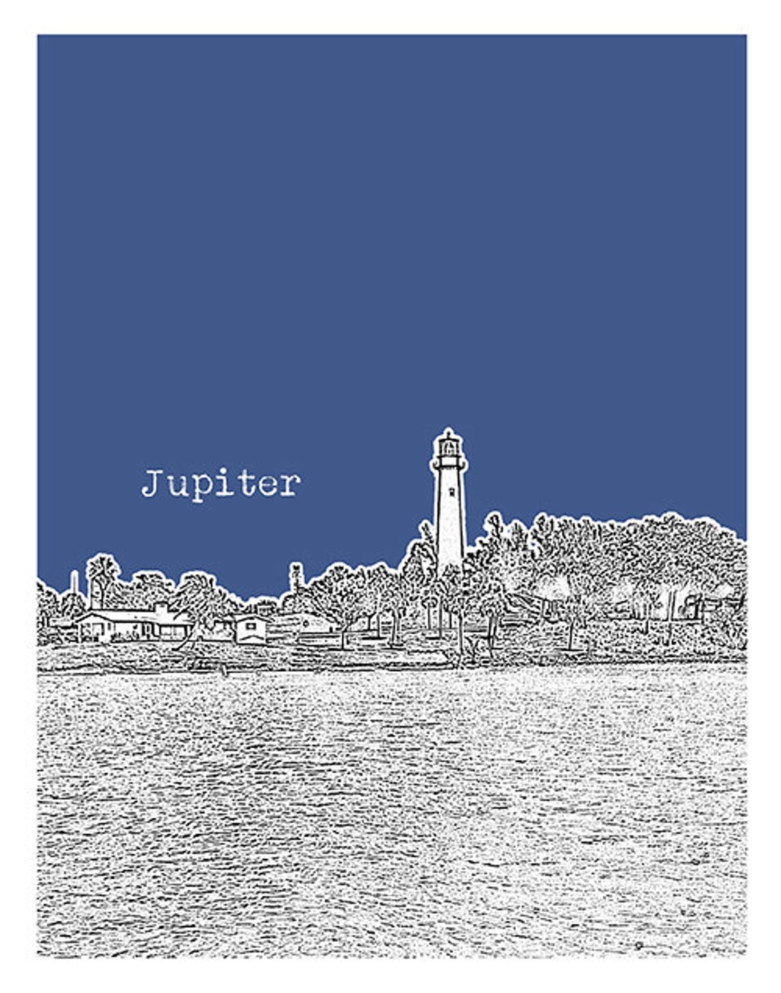 Jupiter Skyline Poster Art Print Jupiter Lighthouse Florida FL Item ...