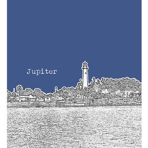 Jupiter Skyline Poster Art Print Jupiter Lighthouse Florida FL Item ...
