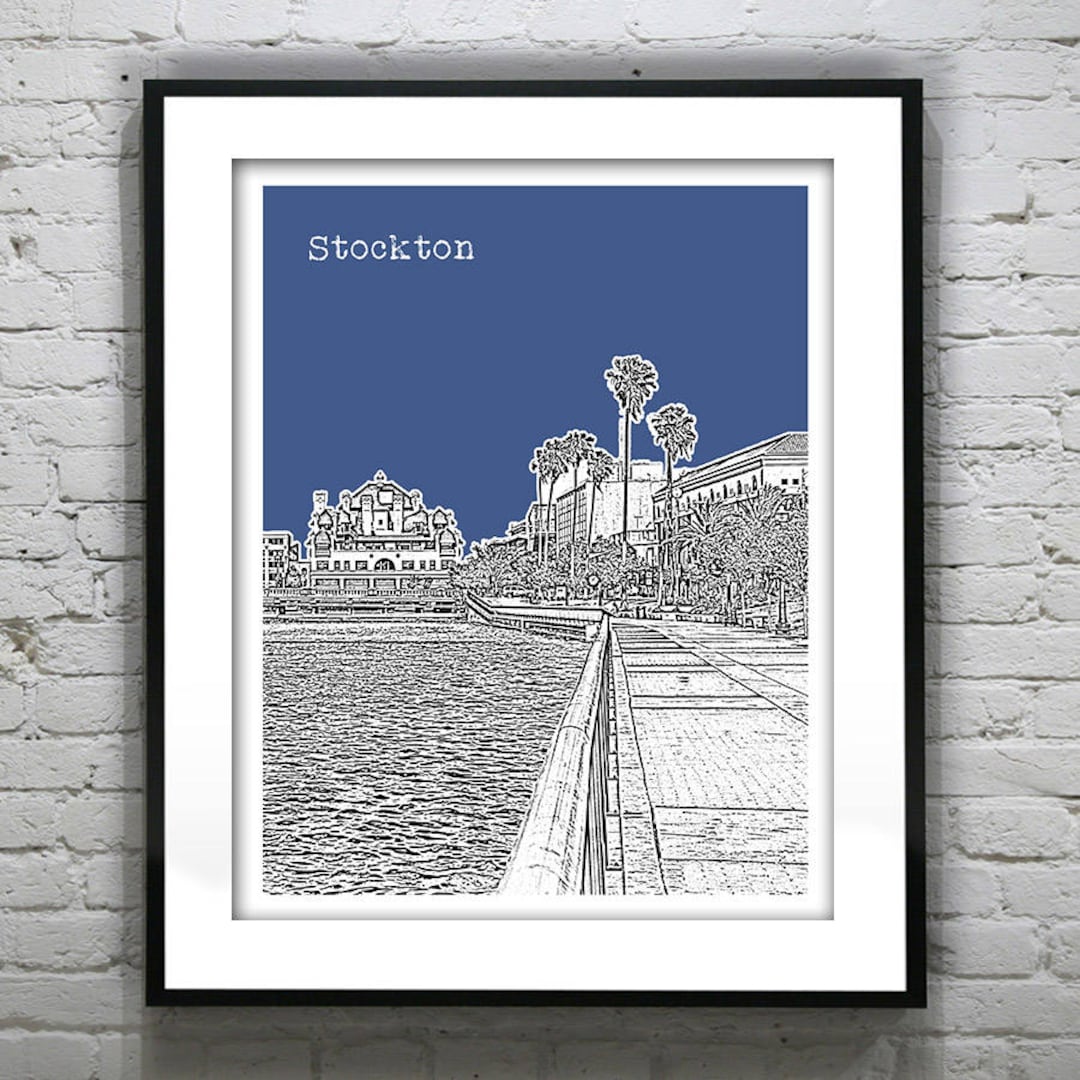 Stockton California Skyline Poster Print Art CA Item T4445 - Etsy