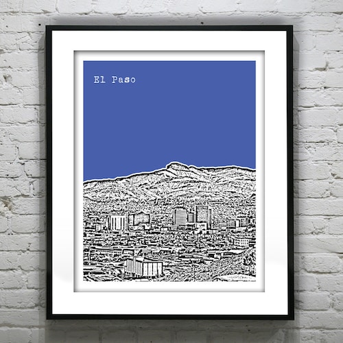 El Paso Skyline Art Print Texas Poster With El Paso City One - Etsy