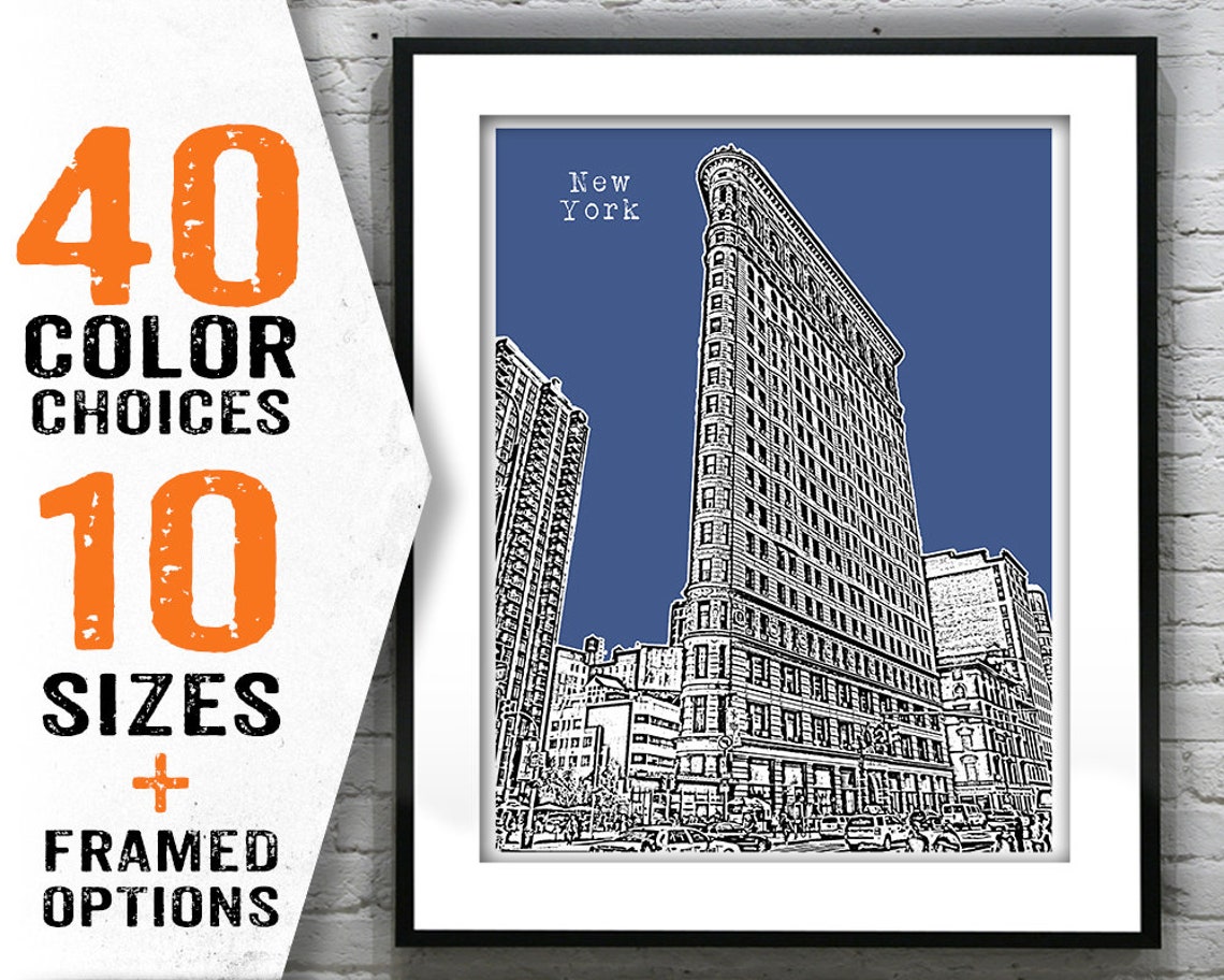 New York City Flatiron Building Skyline Poster Art Print - Etsy
