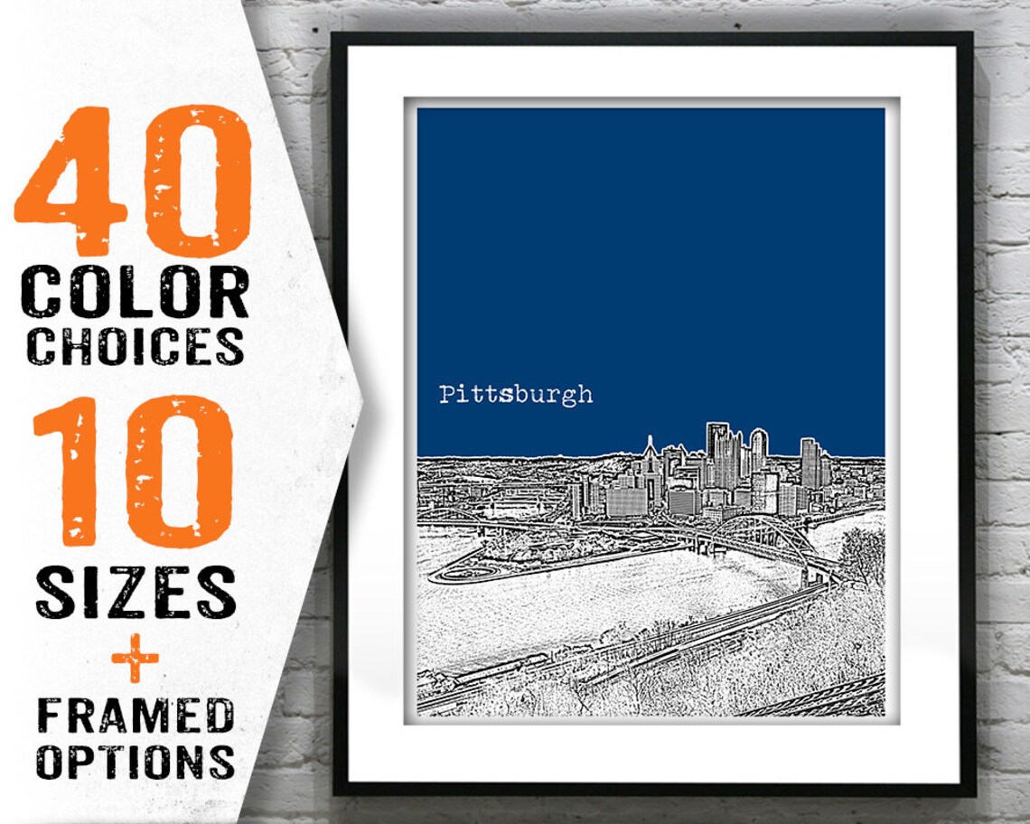 Pittsburgh Skyline Poster Art Print Pennsylvania PA Item T1586 - Etsy