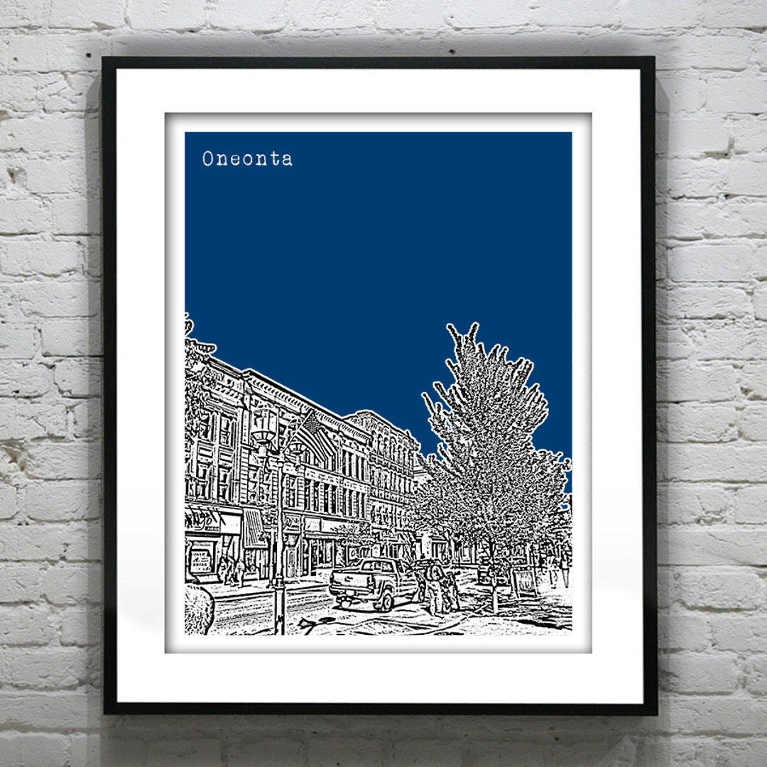 Oneonta New York Skyline Art Print Poster SUNY - Etsy