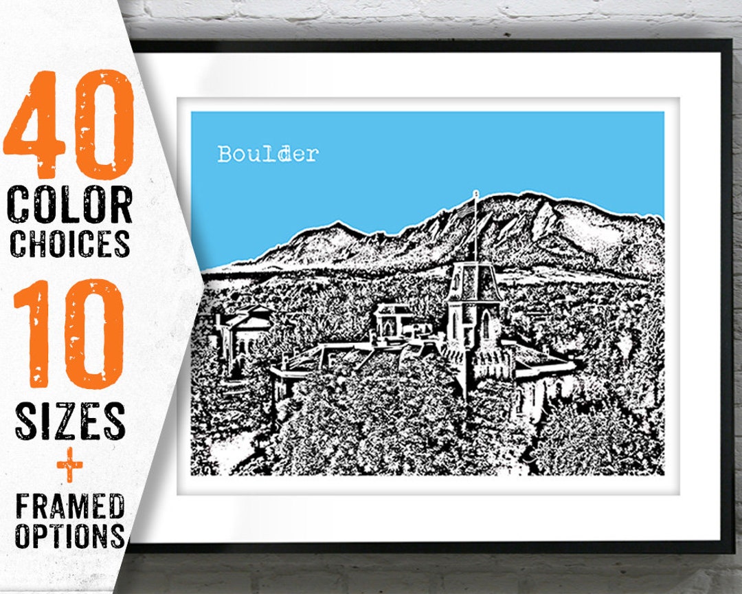 Boulder Colorado CO Skyline Poster Art Print Landscape Item T1600 - Etsy