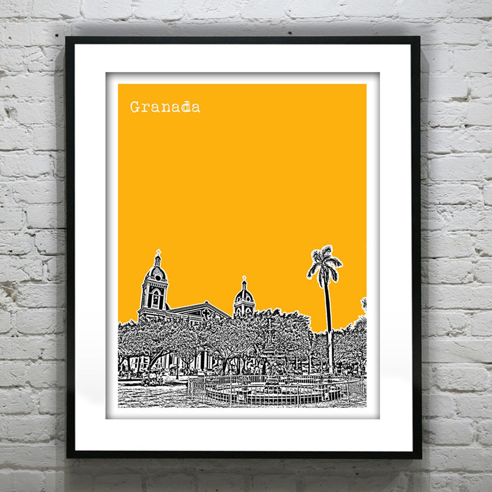 Granada Nicaragua Poster Art City Skyline Print | Etsy
