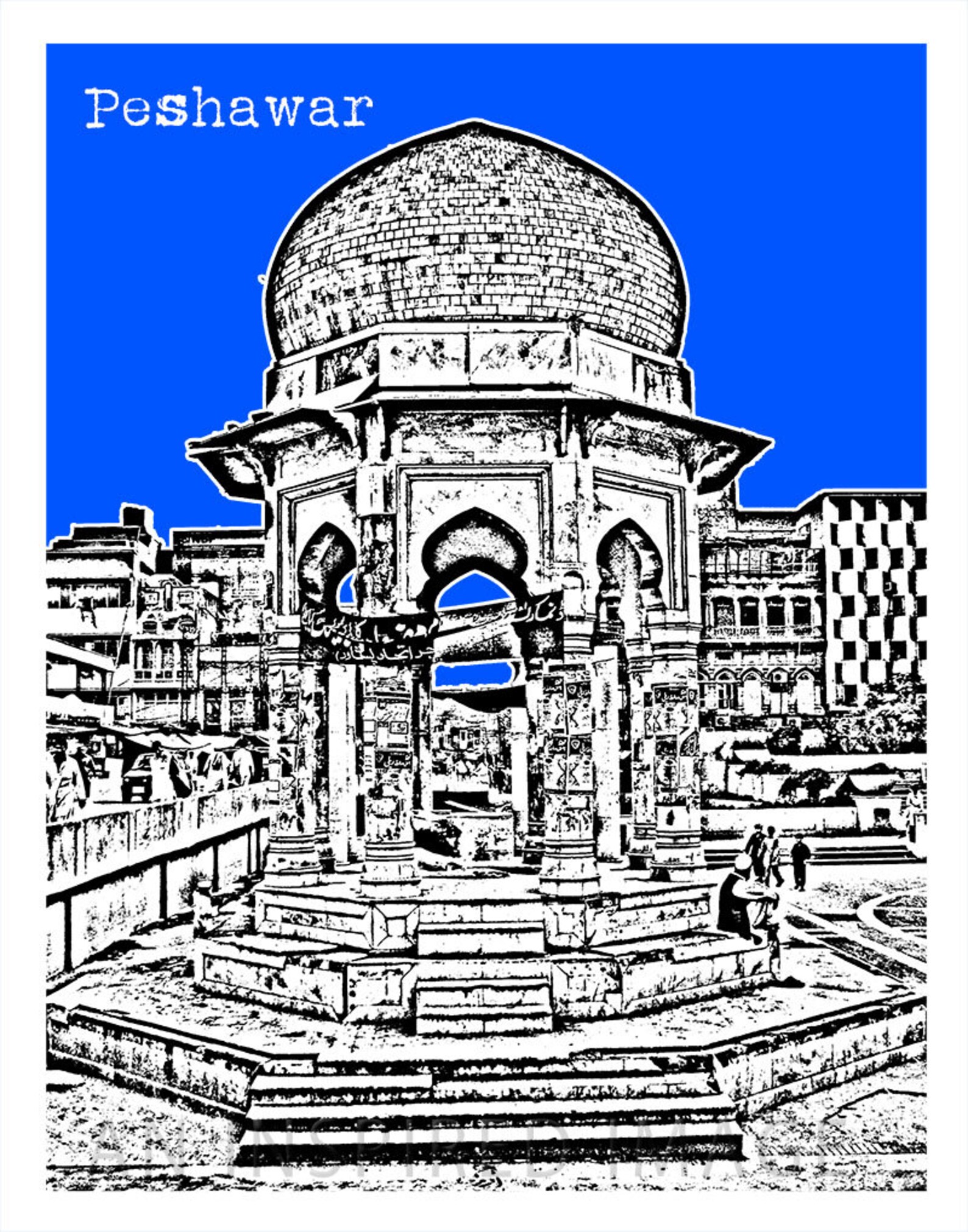 Peshawar Pakistan Poster Art Print Skyline Chowk Yaadgar - Etsy