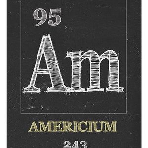 Periodic Table Americium Poster Art Print Periodic Table of Elements Am ...