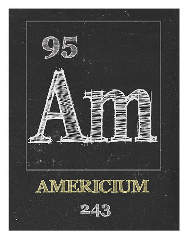 Periodic Table Americium Poster Art Print Periodic Table of Elements Am ...