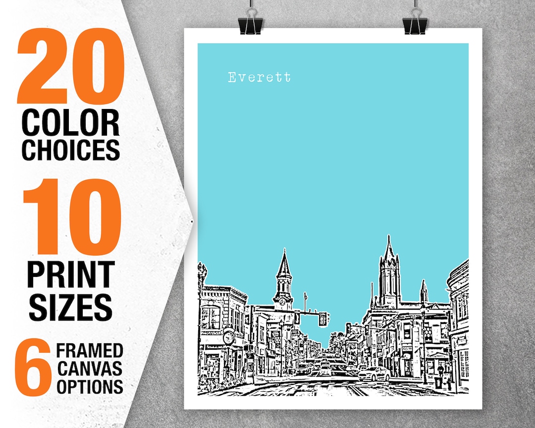 Everett Massachusetts Skyline Poster Art Print MA T5483 - Etsy
