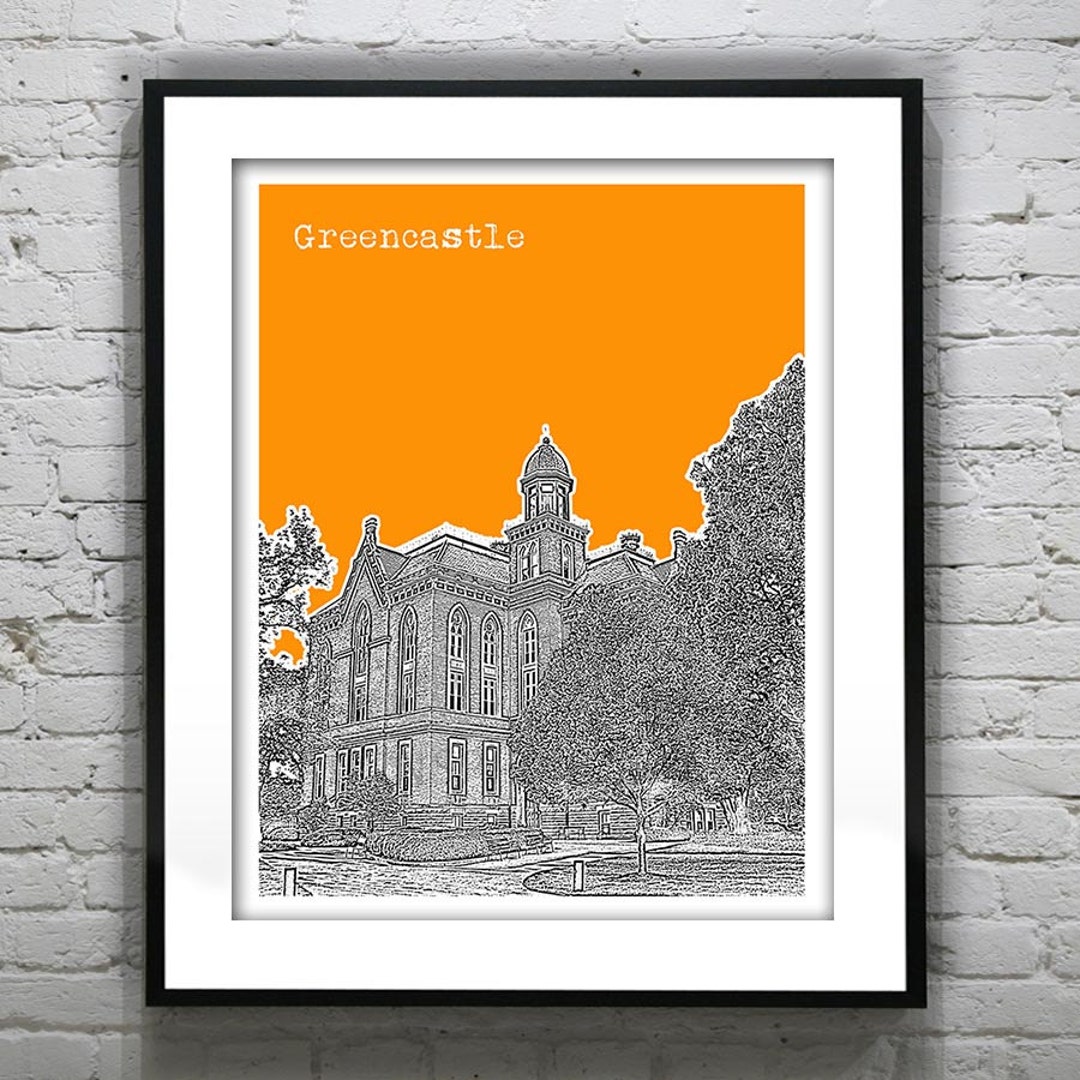Greencastle Indiana Skyline Poster Art Print Depauw IN Version 1 - Etsy