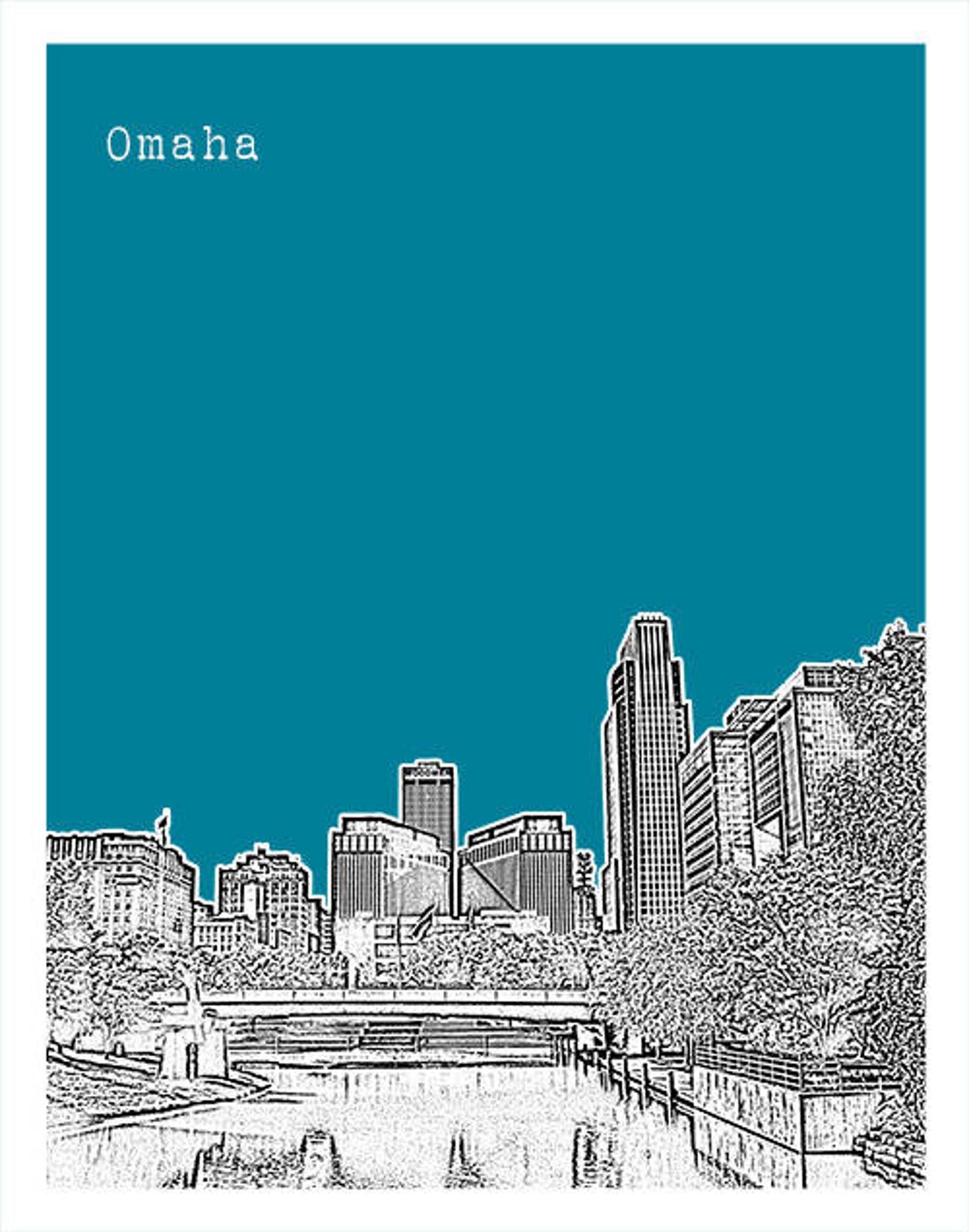 Omaha Nebraska Skyline Poster Art Print Downtown NB Item T1343 - Etsy