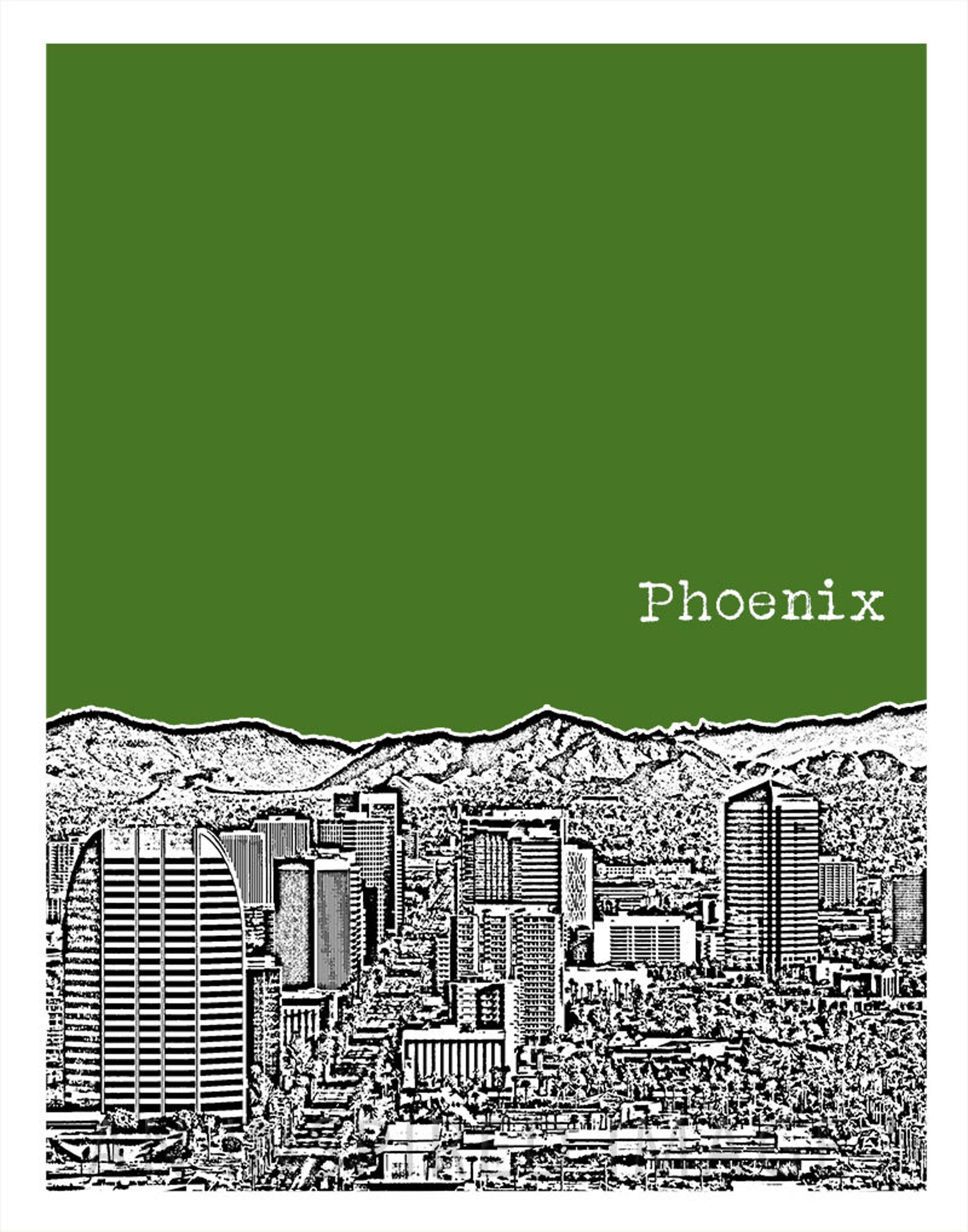 Phoenix Arizona Poster Print Art Skyline Item T4593 - Etsy