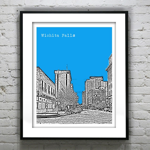 Wichita Falls Skyline Poster Art Print Texas TX - Etsy