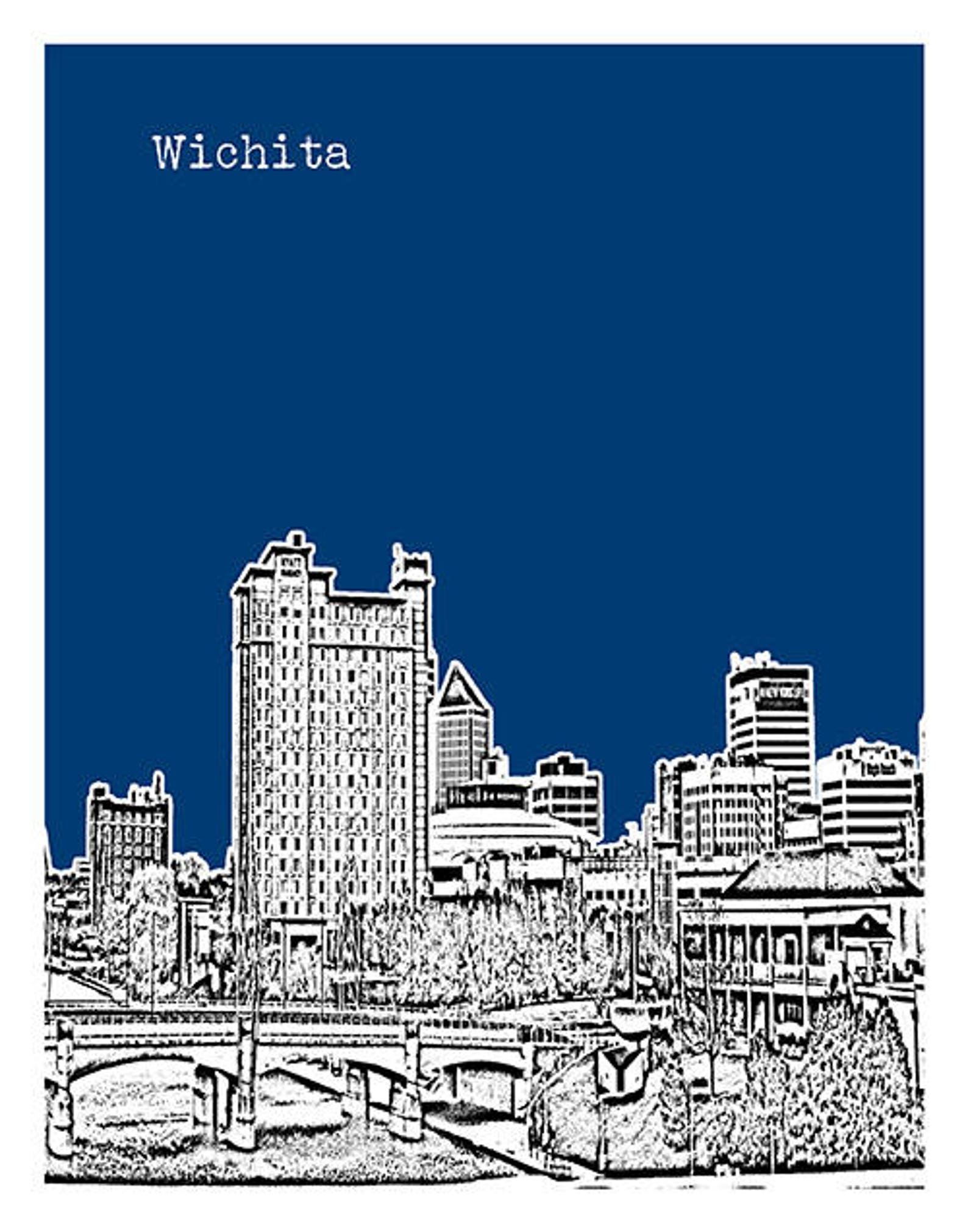 Wichita Skyline Poster Art Skyline Print Kansas KS Version | Etsy