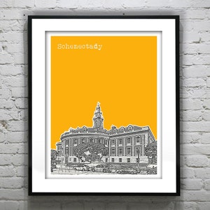 Schenectady New York Skyline Poster Art Print City Hall New York NY ...