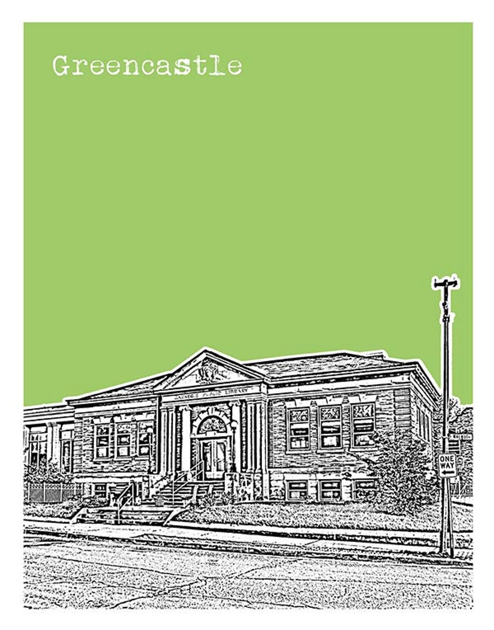 Greencastle Indiana Skyline Poster Art Print Depauw IN Version 2 - Etsy