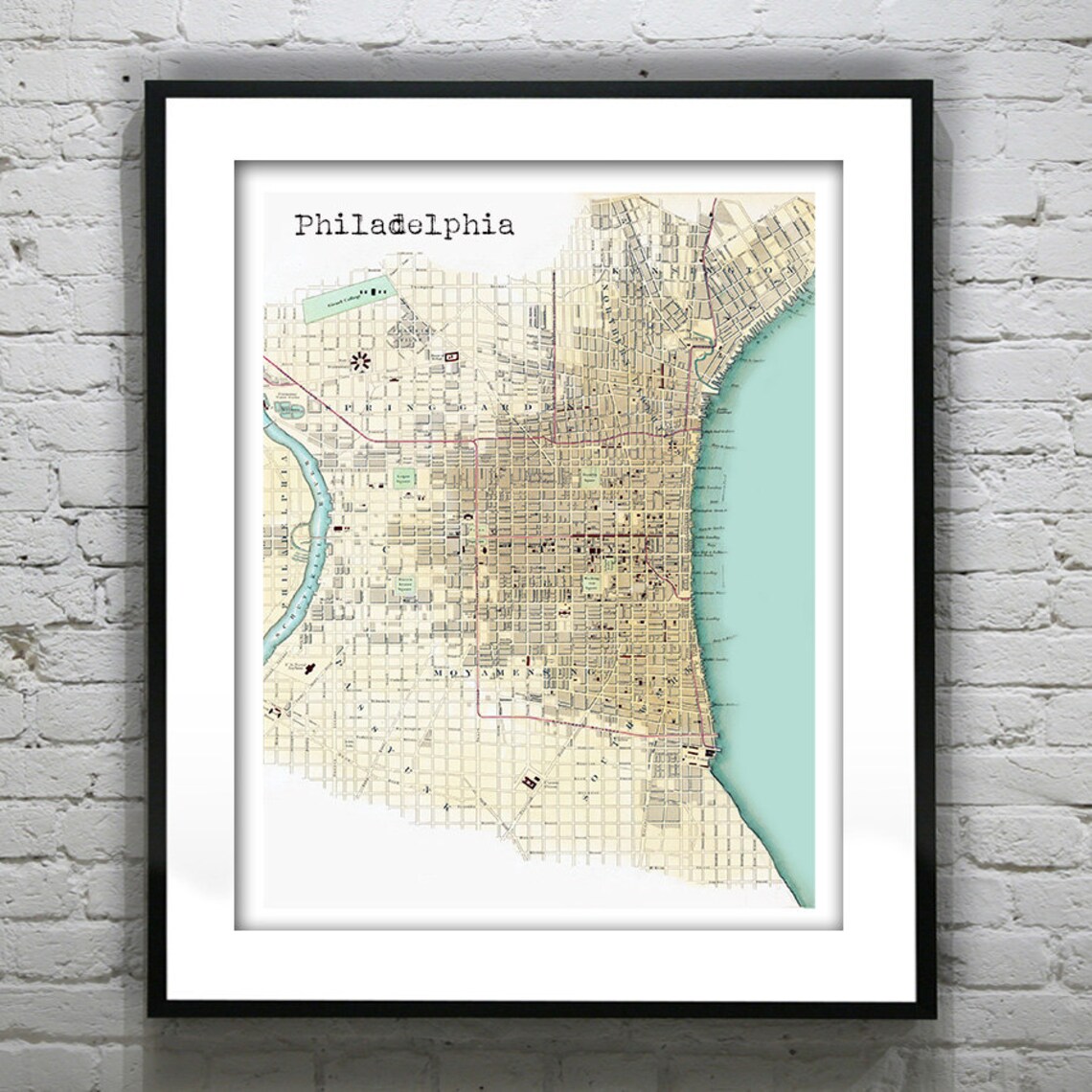 Philadelphia Vintage Map Poster Art Print Pennsylvania PA Item | Etsy