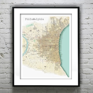 Philadelphia Vintage Map Poster Art Print Pennsylvania PA Item T1509 - Etsy