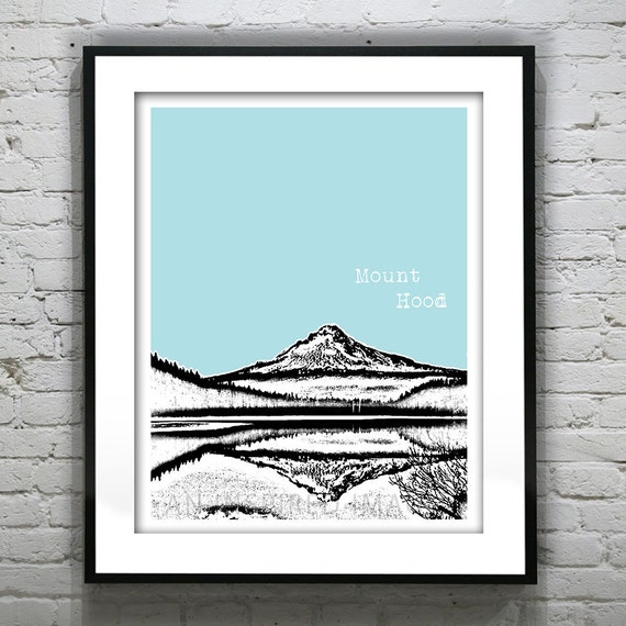 Mount Hood Oregon Skyline Poster Art Print | Etsy