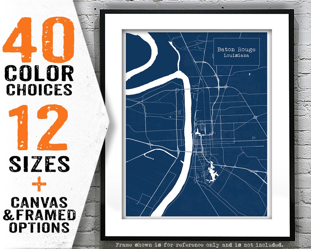 Baton Rouge Louisiana Blueprint Map Poster Art Print Item T4816 - Etsy