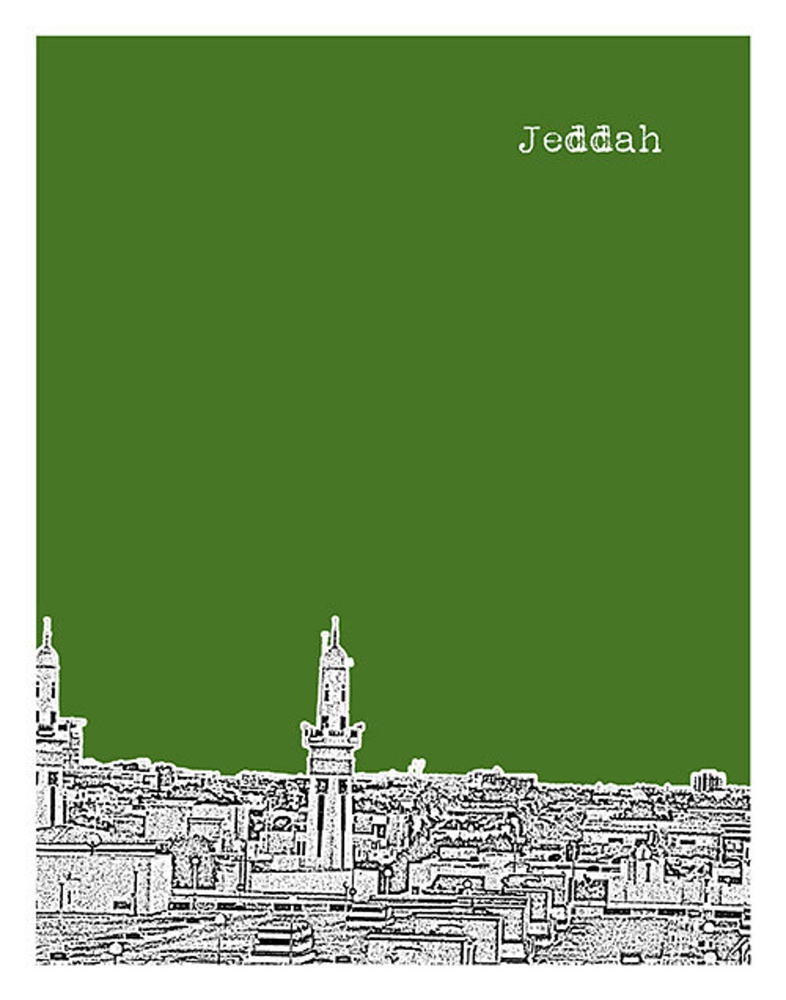 Jeddah Saudi Arabia Skyline Art Print Middle East Version 1 | Etsy