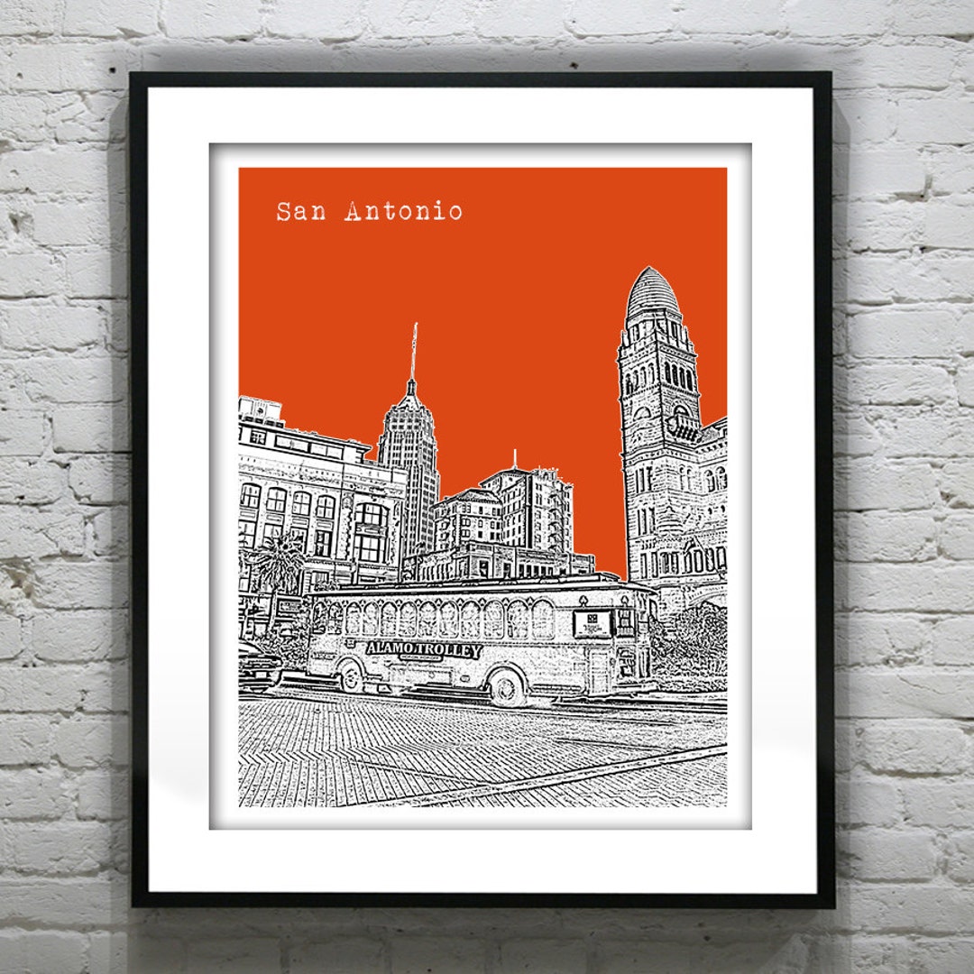 San Antonio Skyline Poster Art Print Texas TX Downtown Item T4528 - Etsy