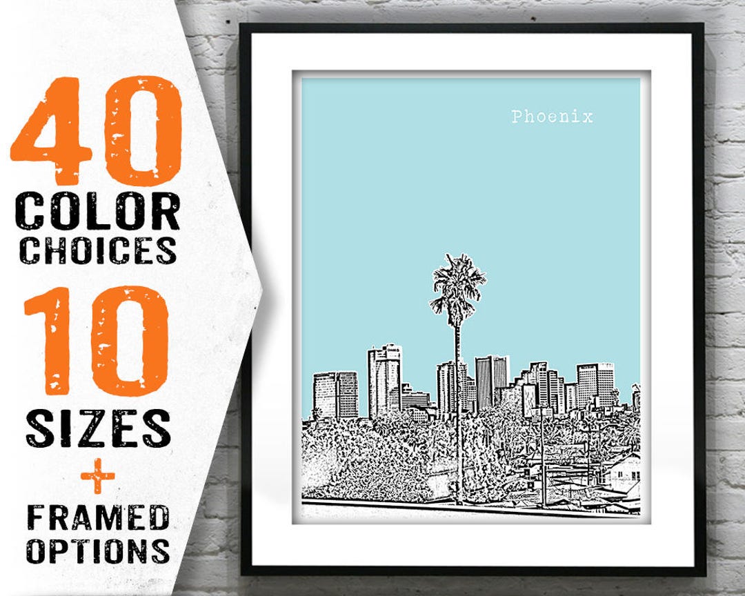 Phoenix Arizona Poster Print Art Skyline Item T1082 - Etsy