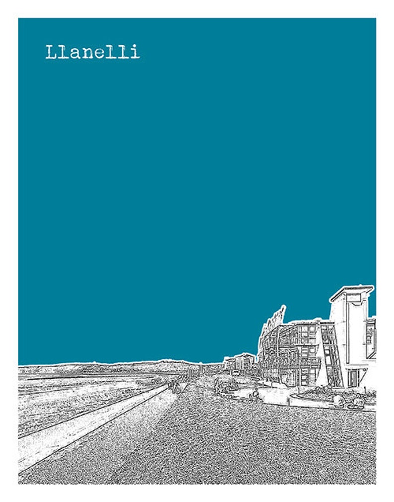 Llanelli Wales Poster Art Print Llanelli Beach Uk Wales United Kingdom ...