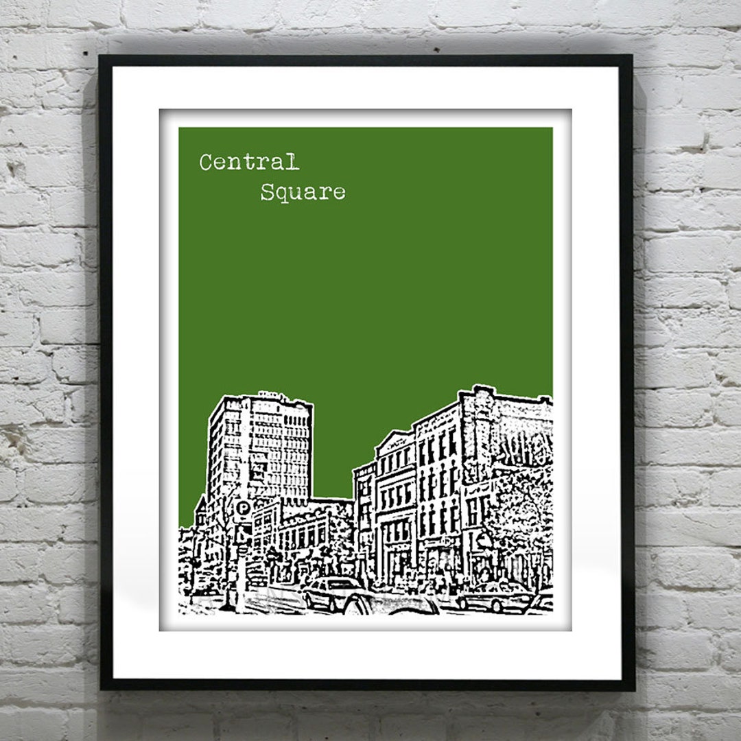 Central Square Cambridge Massachusetts Skyline Poster Art Print Item ...