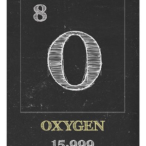 Periodic Table Oxygen Poster Art Print Periodic Table of Elements O 8 ...