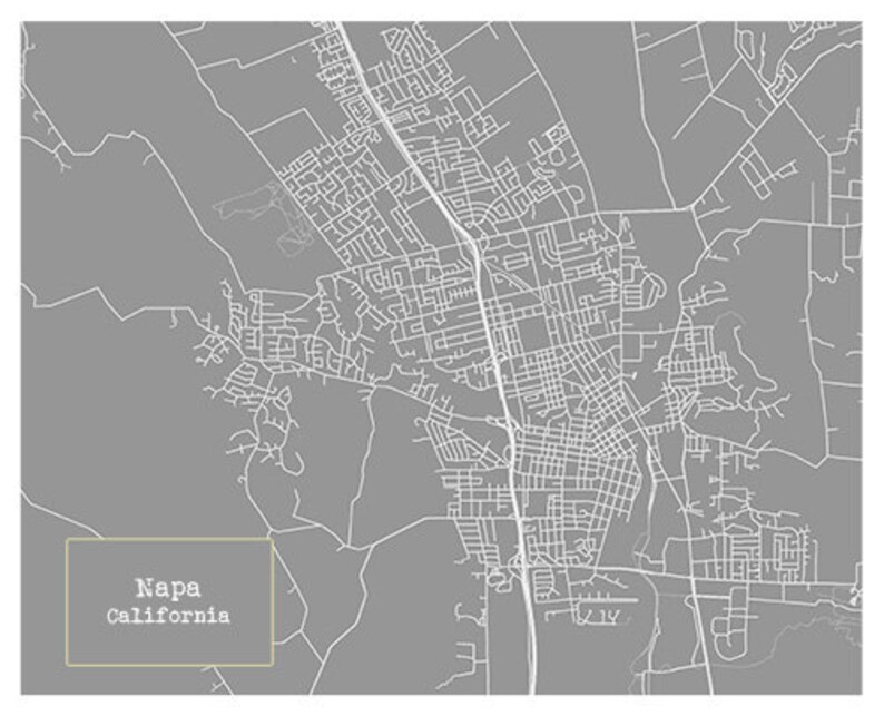 Napa California Blueprint Map Poster Art Print Several Sizes Available ...