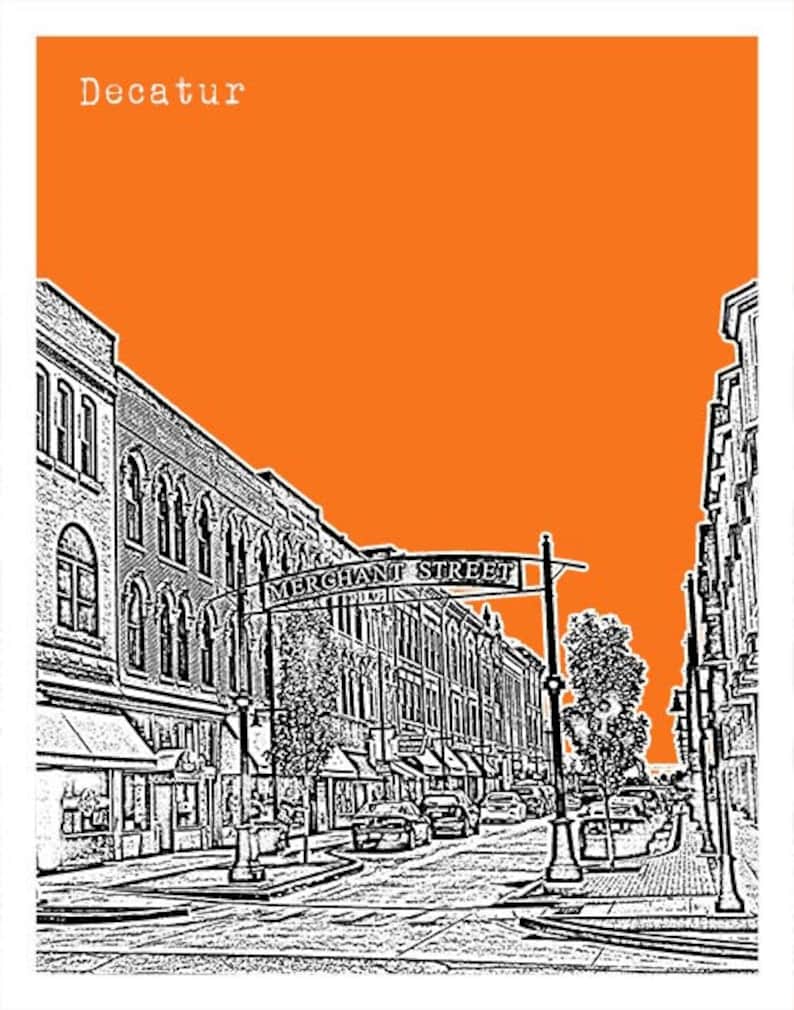 Decatur IL City Skyline Poster Print Art Illinois - Etsy