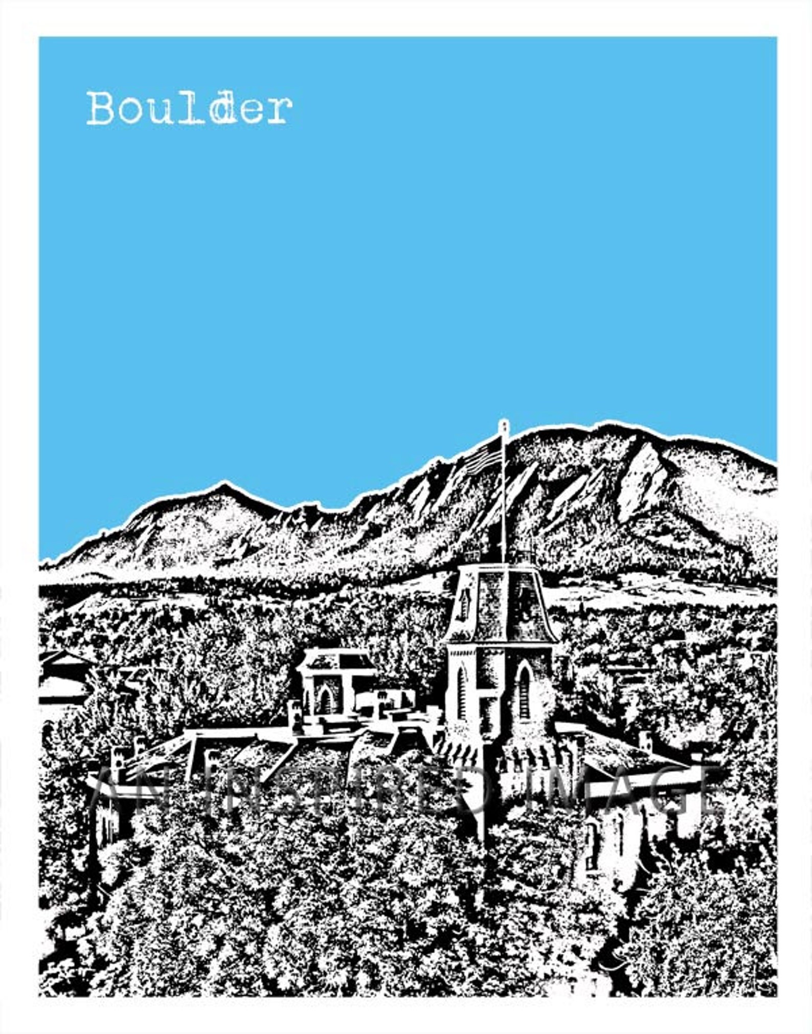 Boulder Colorado CO Skyline Poster Art Print Item T2363 - Etsy
