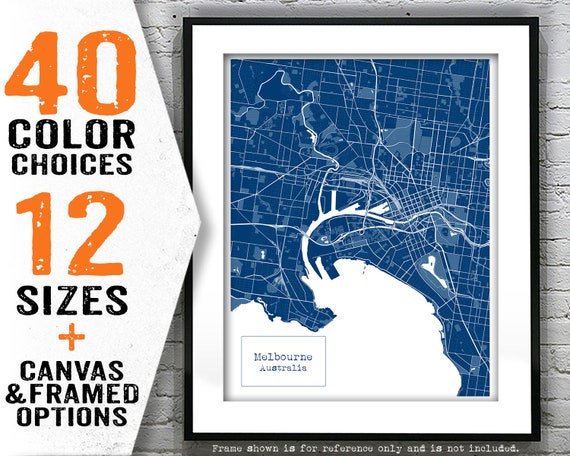 Melbourne Australia Blueprint Map Poster Art Print Item T4638 | Etsy Canada