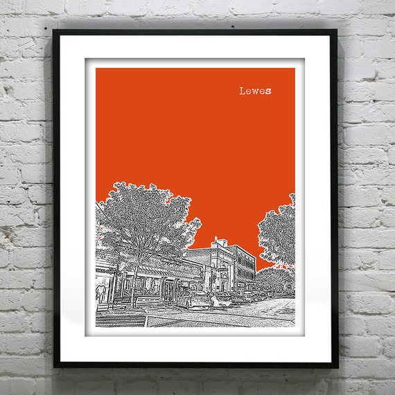 Lewes Delaware Poster Art Print Skyline DE Version 2 | Etsy