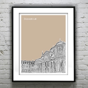 Damascus Syria Poster Art Skyline Print Umayyad Square - Etsy