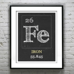 Periodic Table Iron Poster Art Print Periodic Table of Elements Fe 26 ...