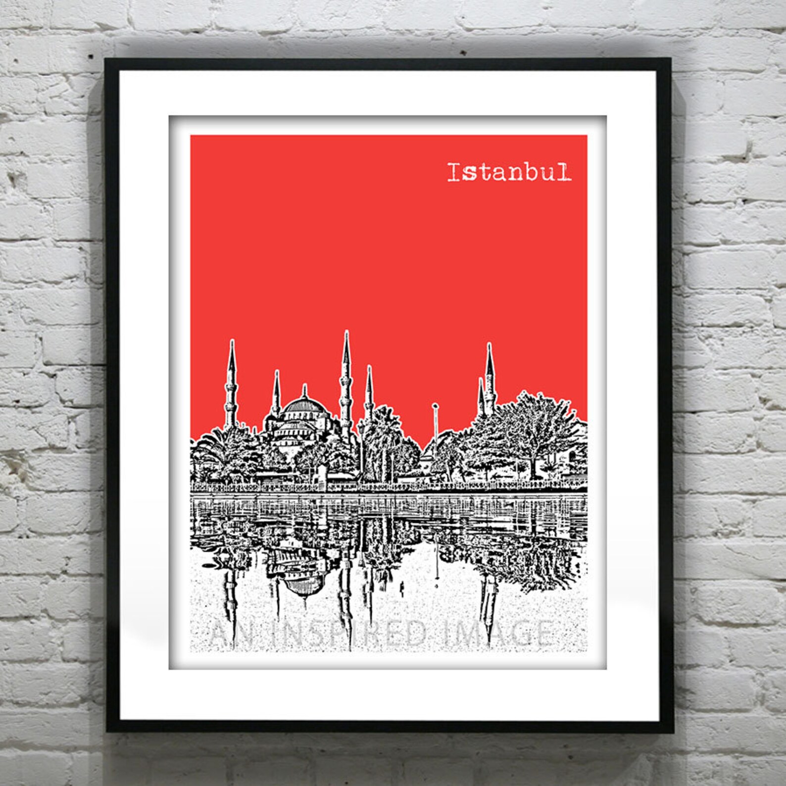 Istanbul Turkey City Skyline Poster Art Print Blue Mosque | Etsy