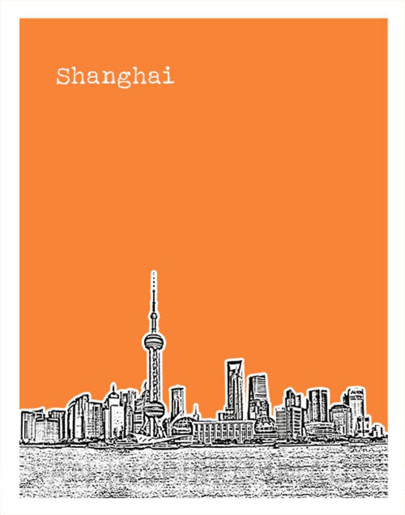 Shanghai China Poster Print Art City Skyline Item T4201 - Etsy