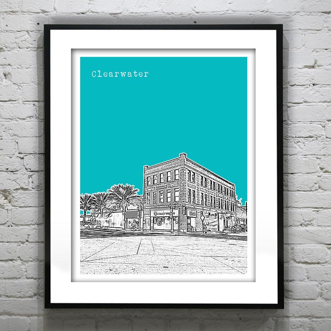 Clearwater Skyline Poster Art Print Florida FL Item T2942 - Etsy