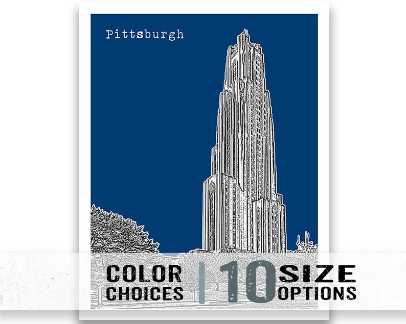 Pittsburgh Cathedral of Learning Skyline Poster Art Print - Etsy