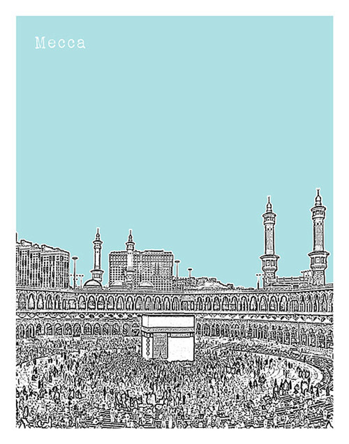 Mecca Saudi Arabia Art Print Skyline Middle East - Etsy
