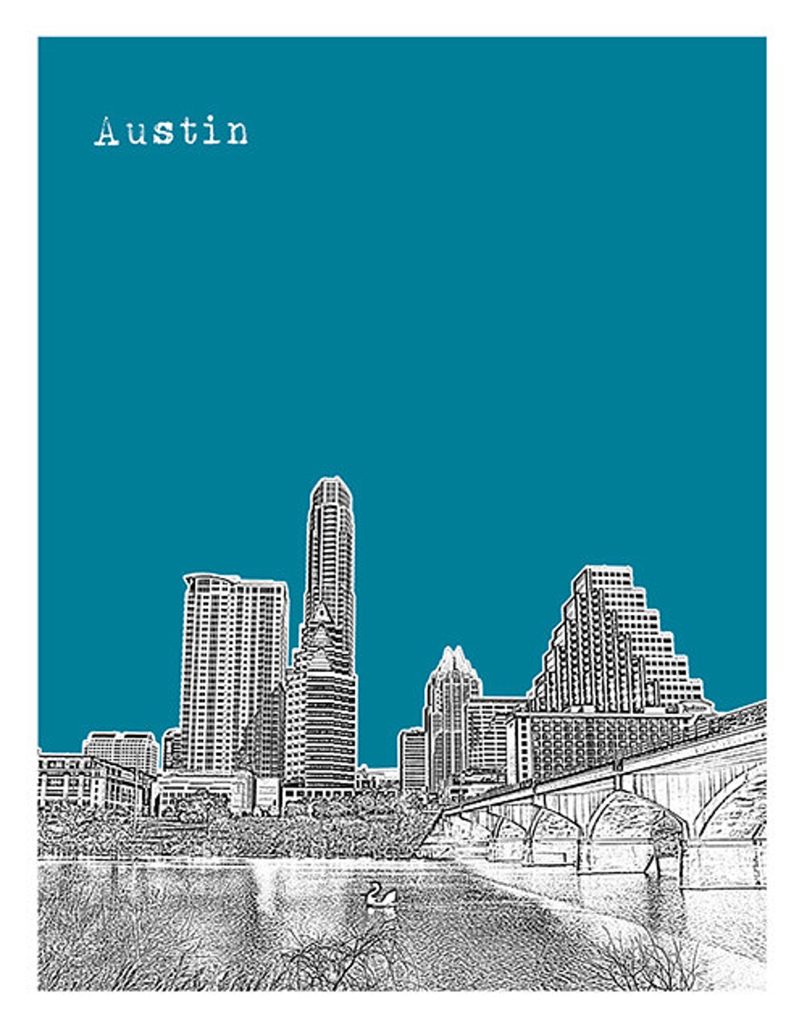 Austin Skyline Art Print Poster Austin Texas TX Item T2194 - Etsy