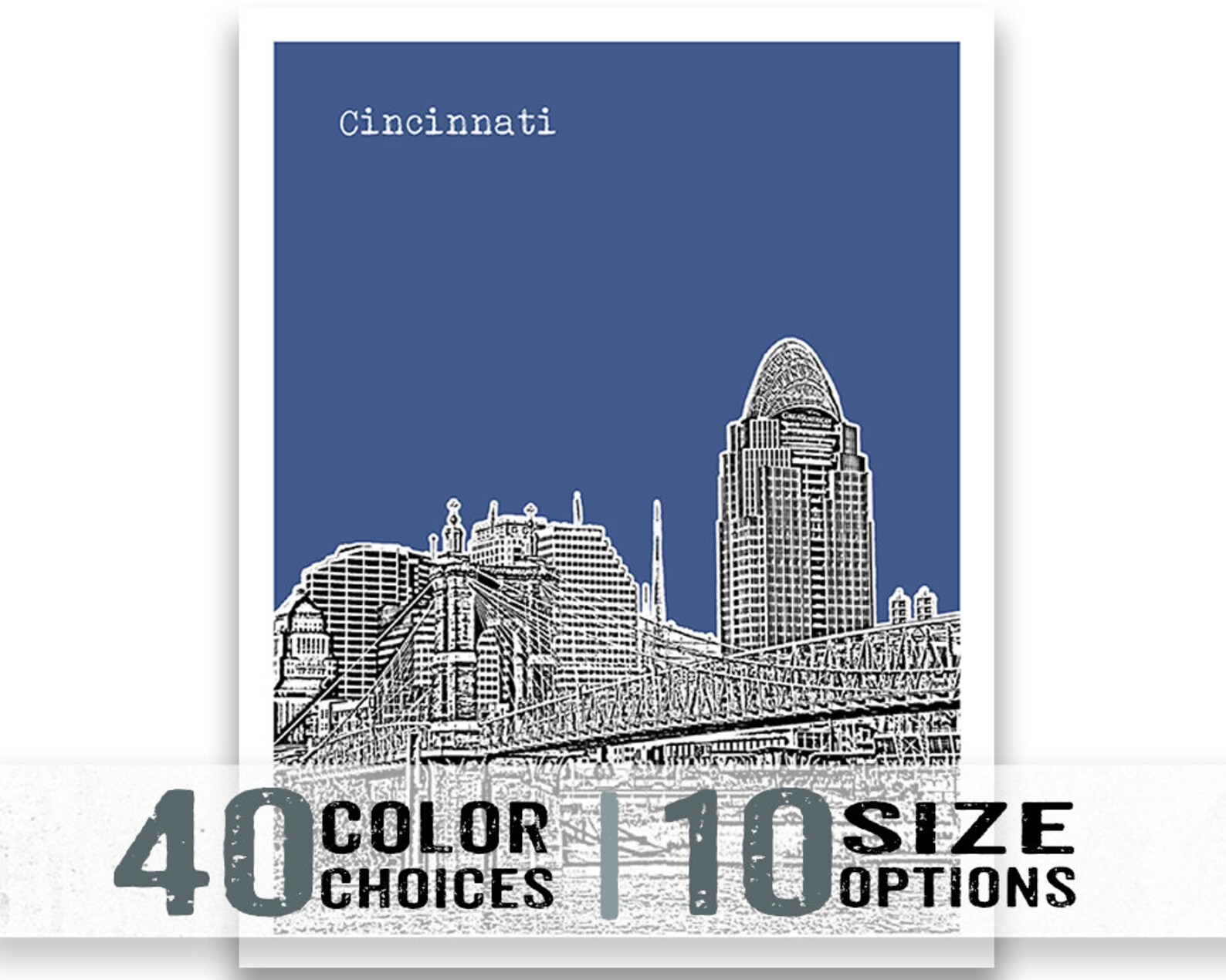 Cincinnati Ohio Poster Art Print Cincinnati OH Item T1635 | Etsy