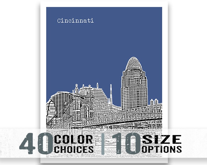 Cincinnati Ohio Poster Art Print Cincinnati OH Item T1635 - Etsy
