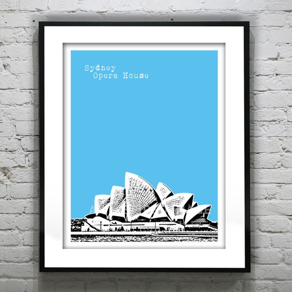 Sydney Opera House Poster Landmark Art Print Australia Version | Etsy