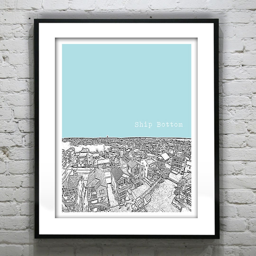 Ship Bottom LBI New Jersey Shore Poster Print Art Skyline Long Beach ...