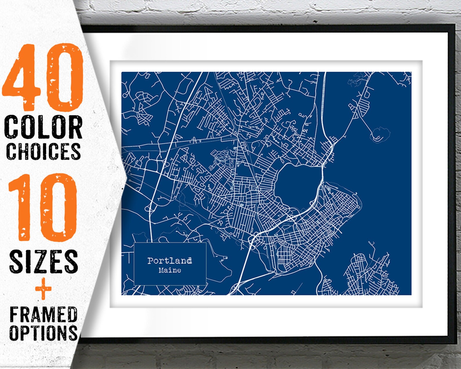 Portland Maine Blueprint Map Poster Art Print Item T4438 - Etsy