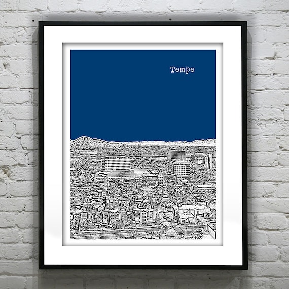 Tempe Arizona Poster Art Print Skyline AZ Version 1 | Etsy